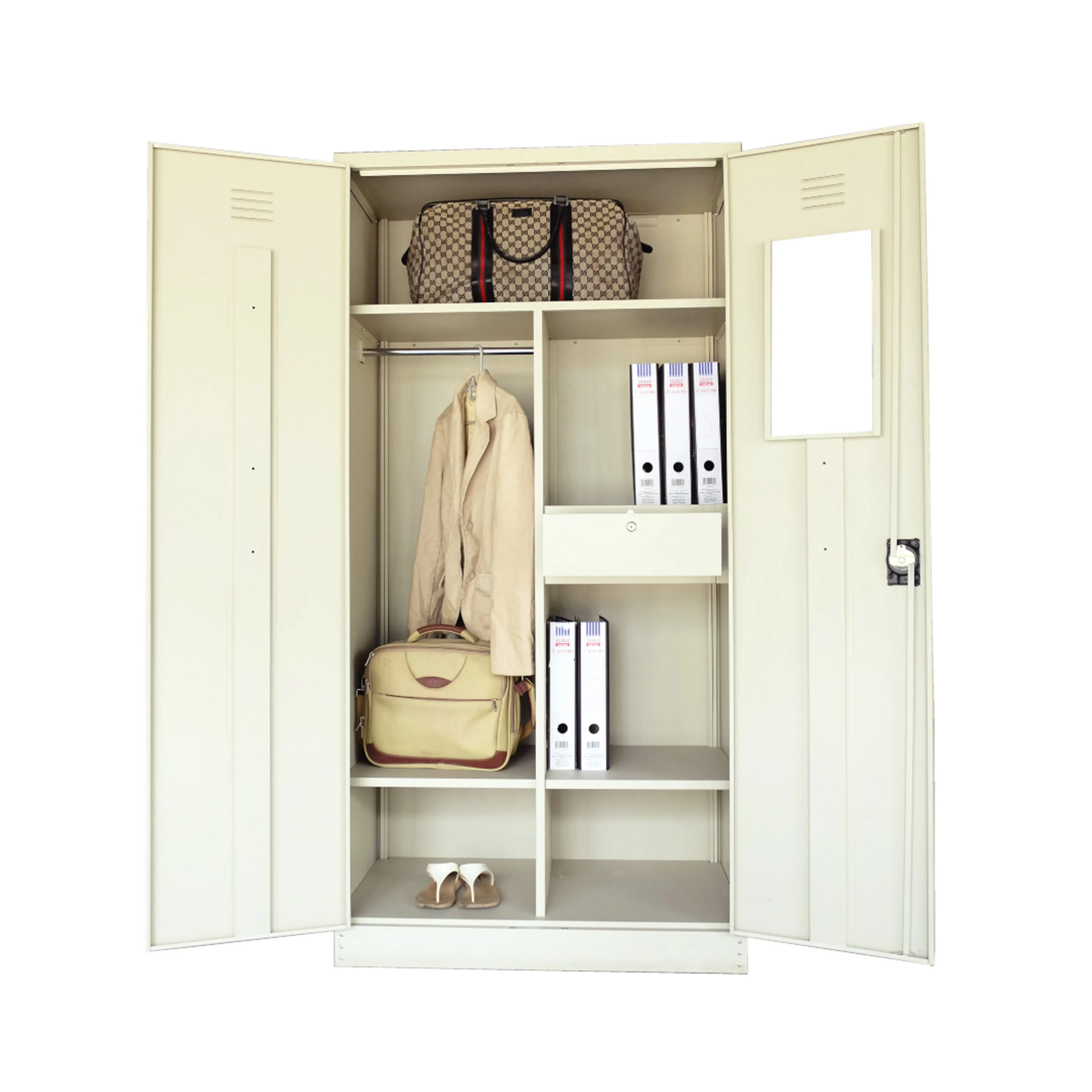 S198 Full Height Wardrobe with Steel Swinging Door c/w 1 Cloth Hanging ...
