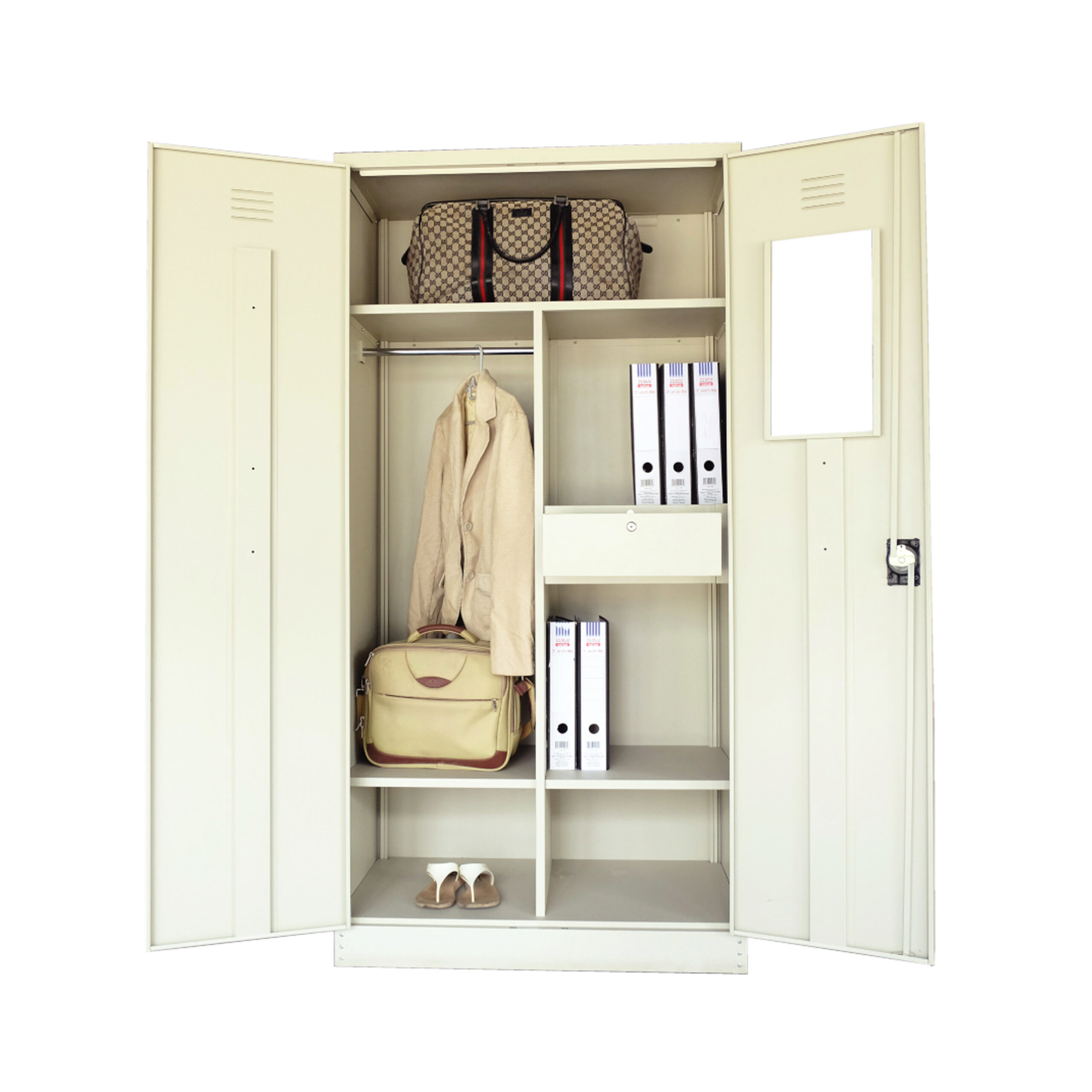 S198 Full Height Wardrobe with Steel Swinging Door c/w 1 Cloth Hanging ...